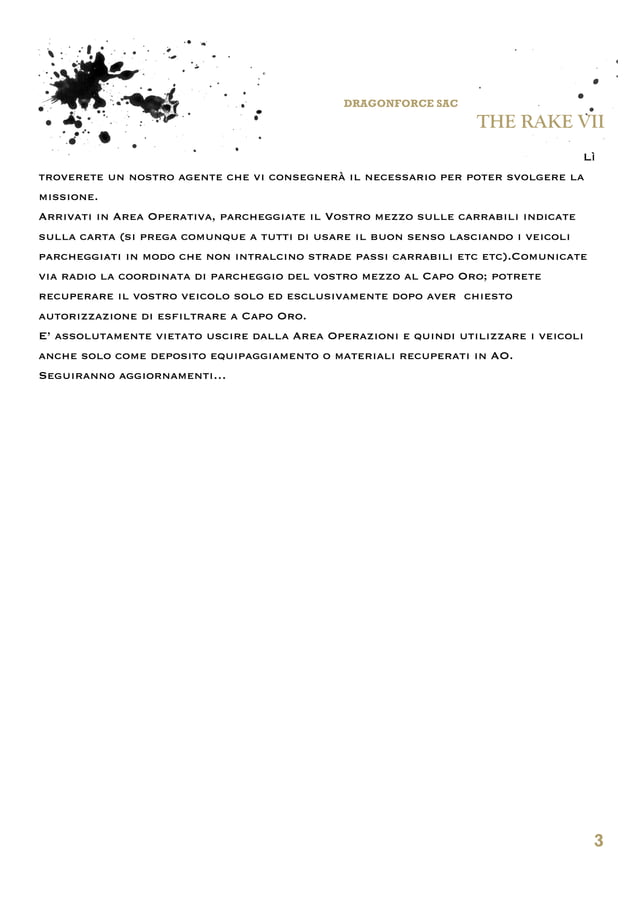 Ordini di missione 01 the rake vii | PDF