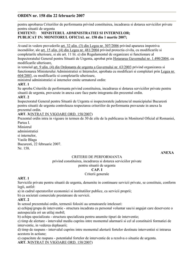 Ordin M.A.I.158 din_2007 criterii spsu | PDF