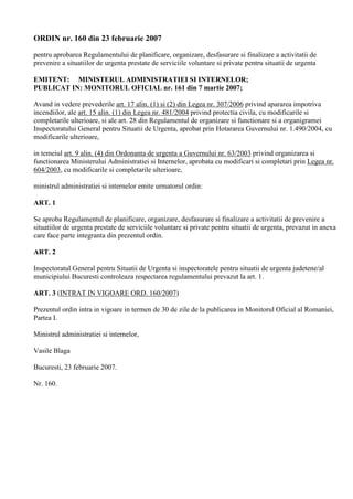 Ordin mai 160 din_2007 planificare svsu | PDF
