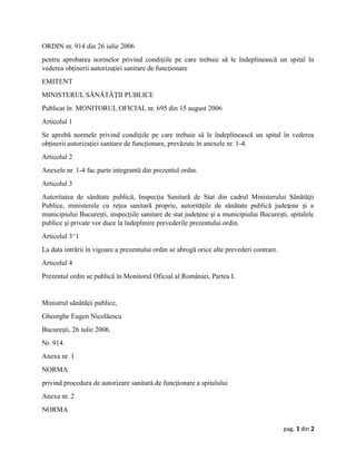 ORDIN nr. 914 din 26 iulie 2006 - autorizația sanitară de funcționare.docx