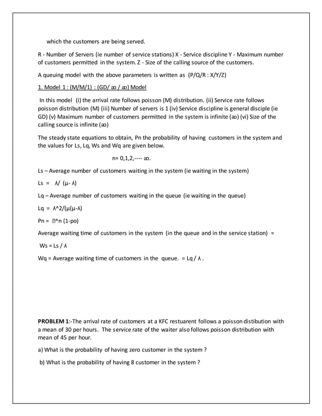 solving restaurent model problem by using queueing theory | PDF