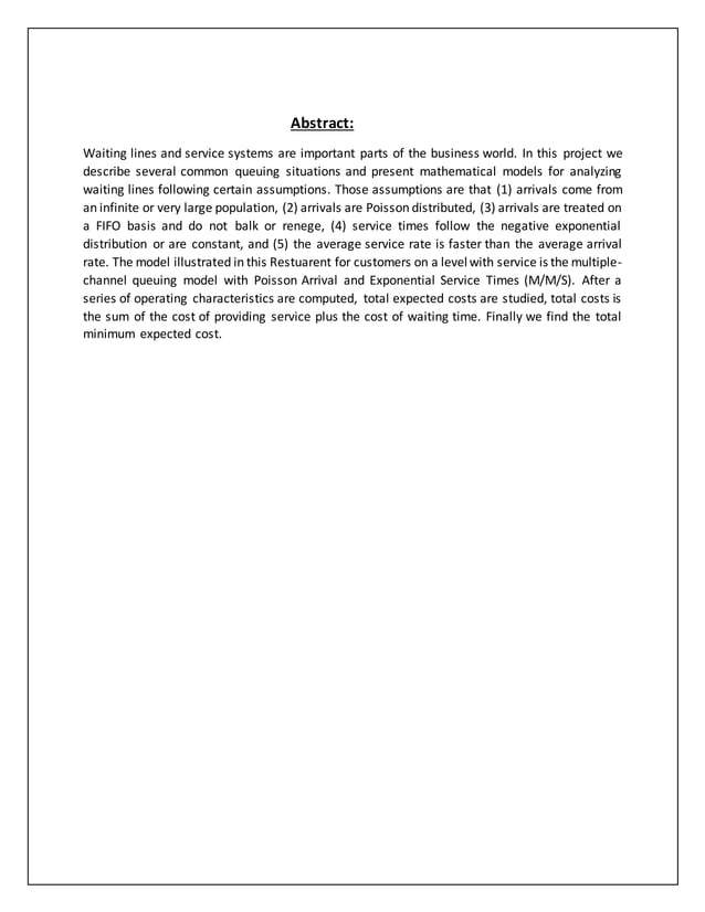 solving restaurent model problem by using queueing theory | PDF