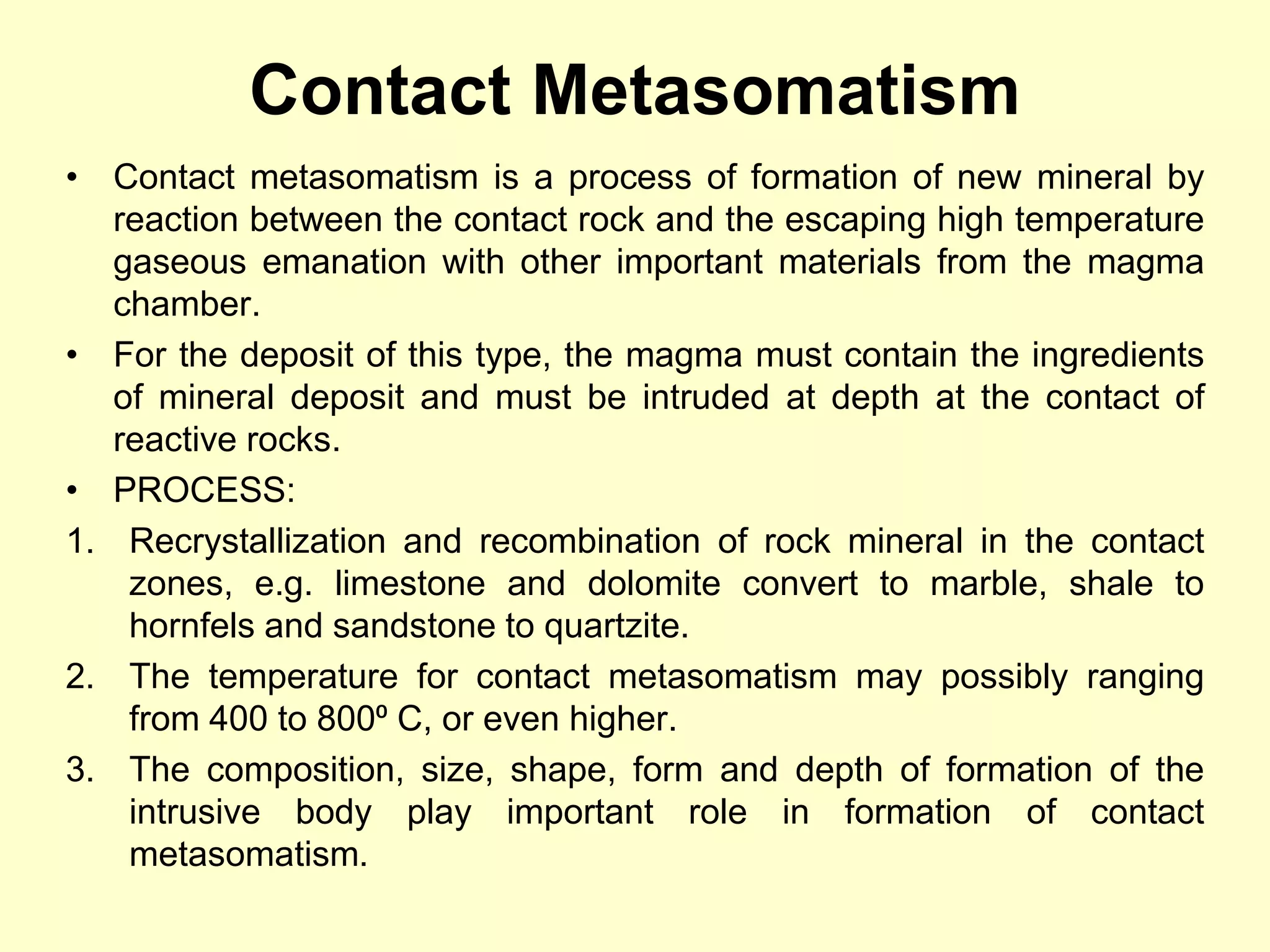 Ore deposits (contact metamorphism) | PPTX