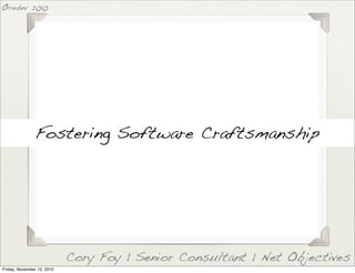 Fostering Software Craftsmanship | PPT