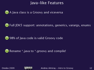 Øredev 09 - Introduction to Groovy | PDF