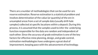 Ore estimation using neural network ML | PPT