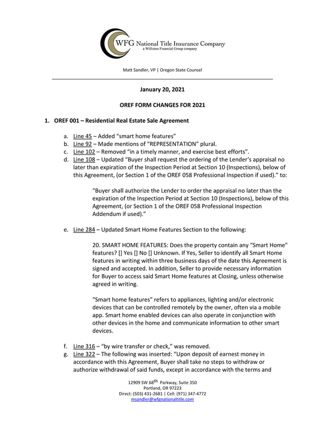 OREF Changes 2021 | PDF