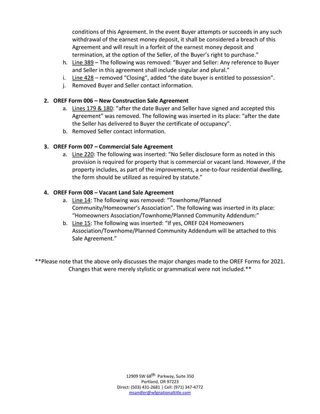 OREF Changes 2021 | PDF