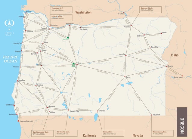 Scott Phinney - Oregon Mileage Map | PDF | North America Travel ...