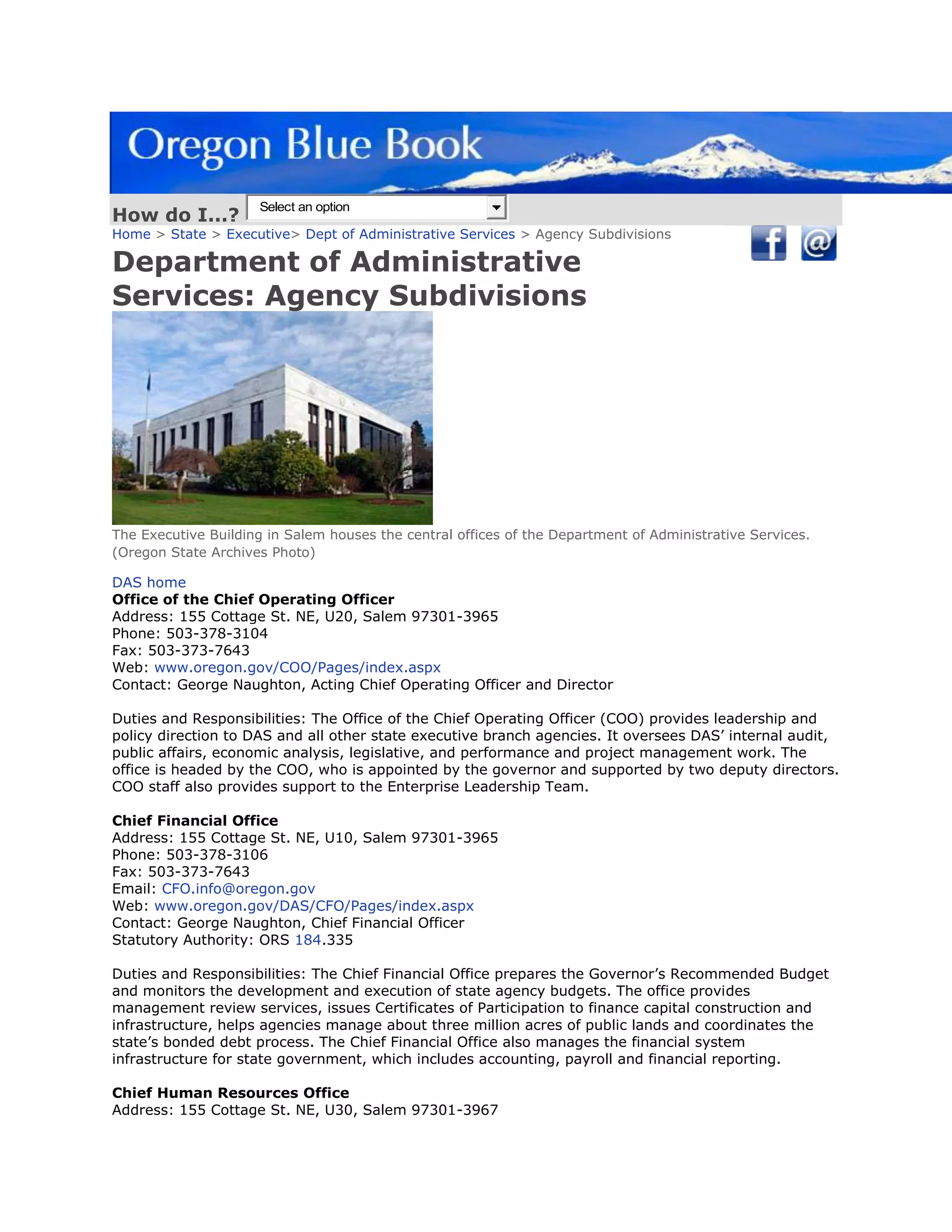 Oregon blue book DAS Leadership 2015 - Julie Bozzi Oregon | PDF