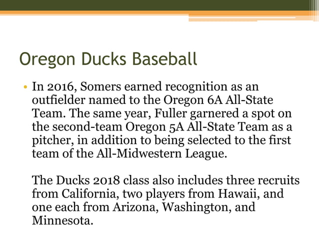 Oregon Ducks Baseball Team Secures 10 Players for 2018 Class | PPT