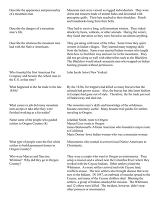 Oregon Trail Notes | PDF