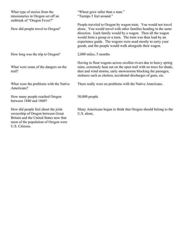 Oregon Trail Notes | PDF