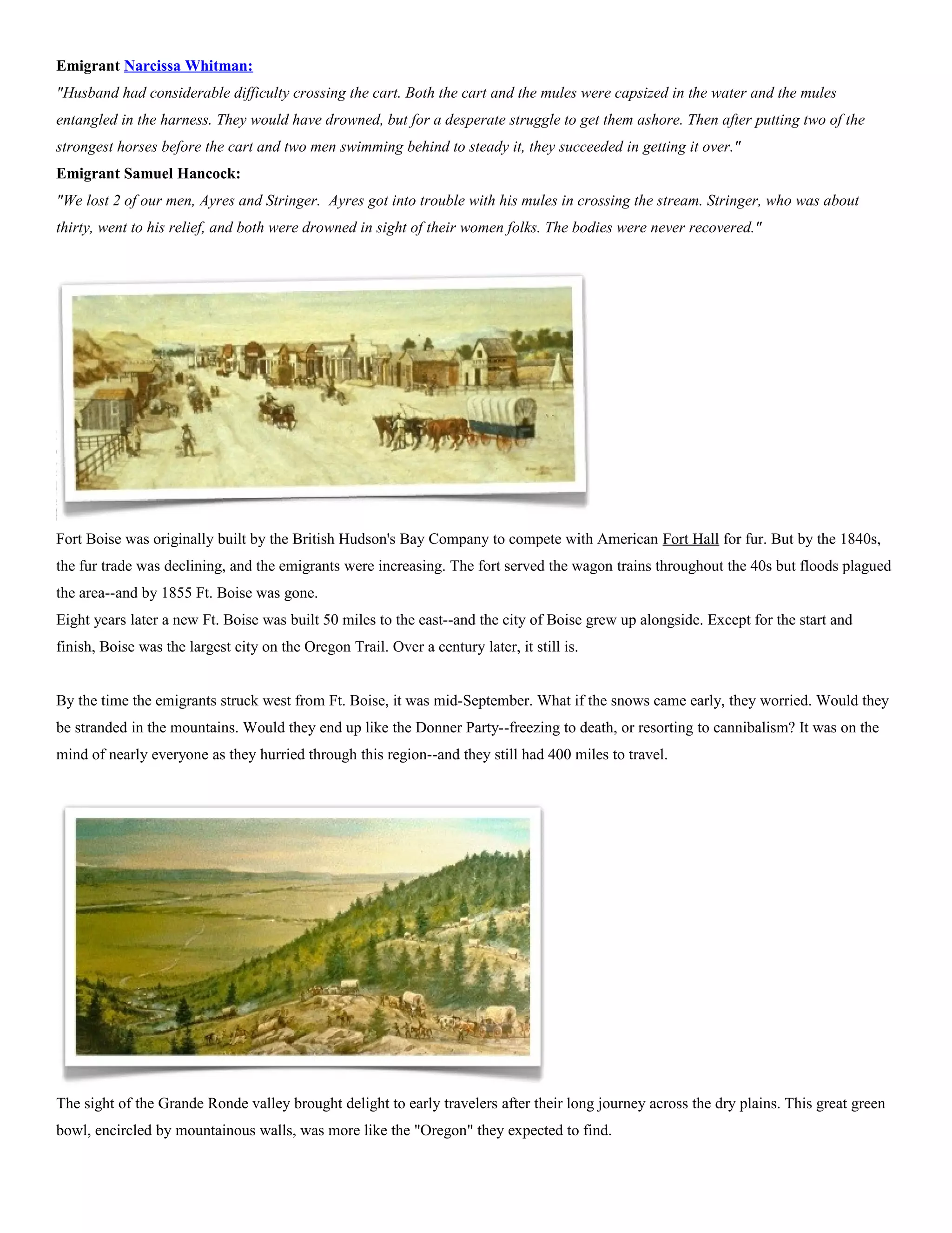 Oregon Trail Excerpts and Pictures | DOC