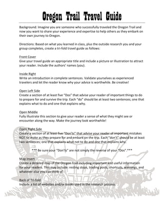 Oregon trail travel guide | PDF | Travel Preparation and Advice | Travel