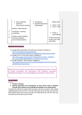 3Rs: Lesson Plan (Zoom Meeting) - 3° Year, Secondary School | PDF