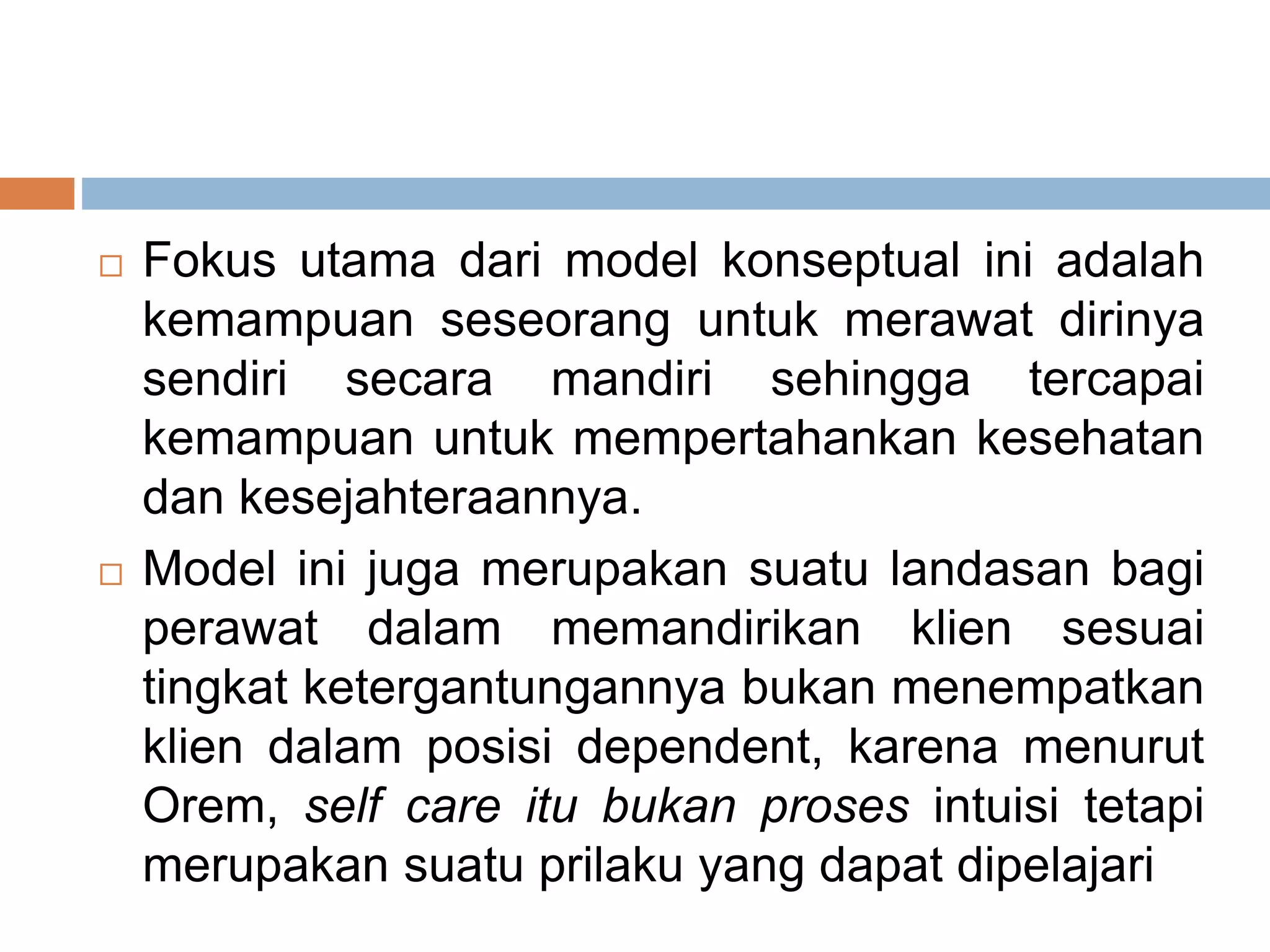 model keperawatan komunitas "teori Orem" | PPTX