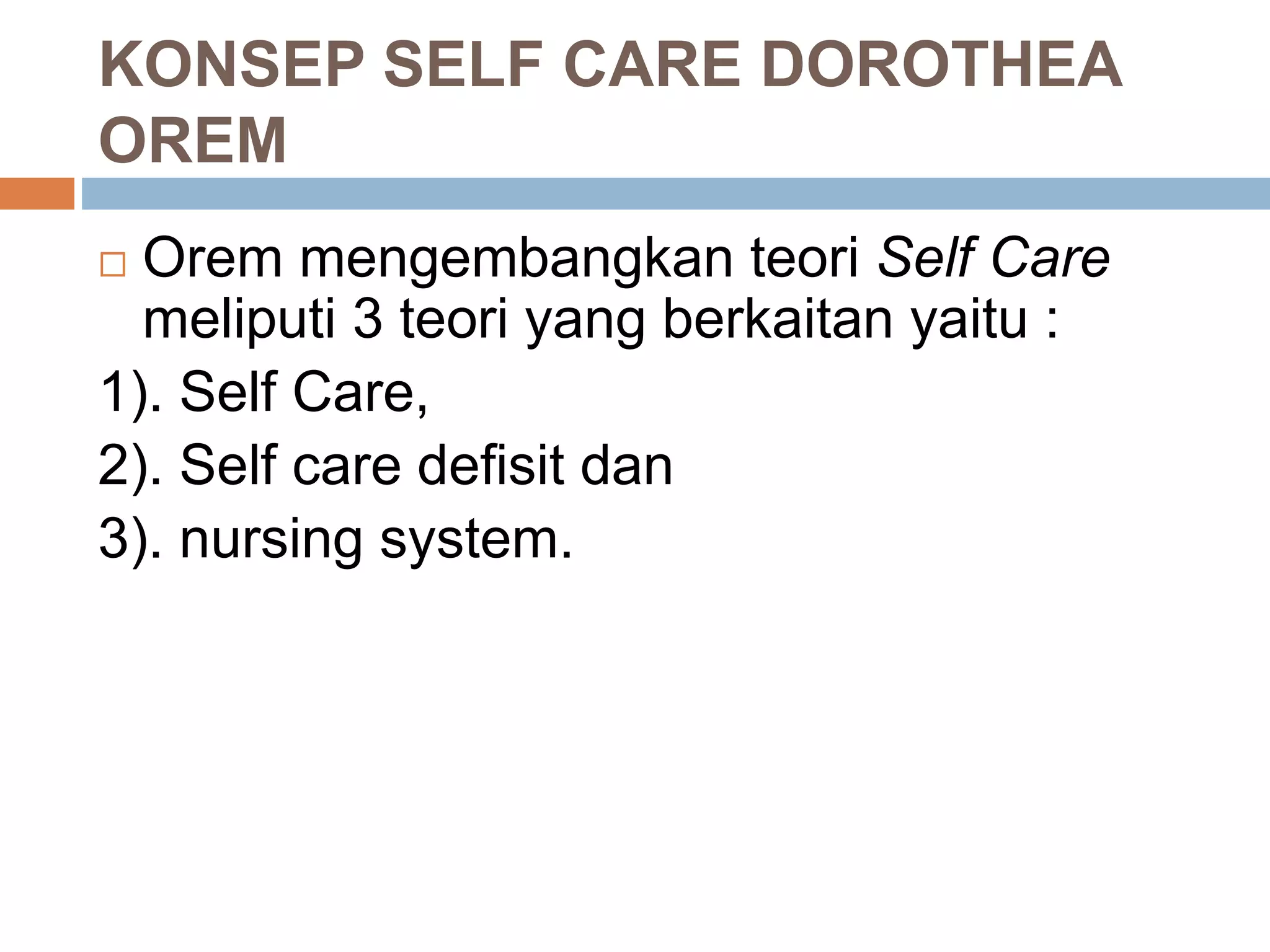 model keperawatan komunitas "teori Orem" | PPTX