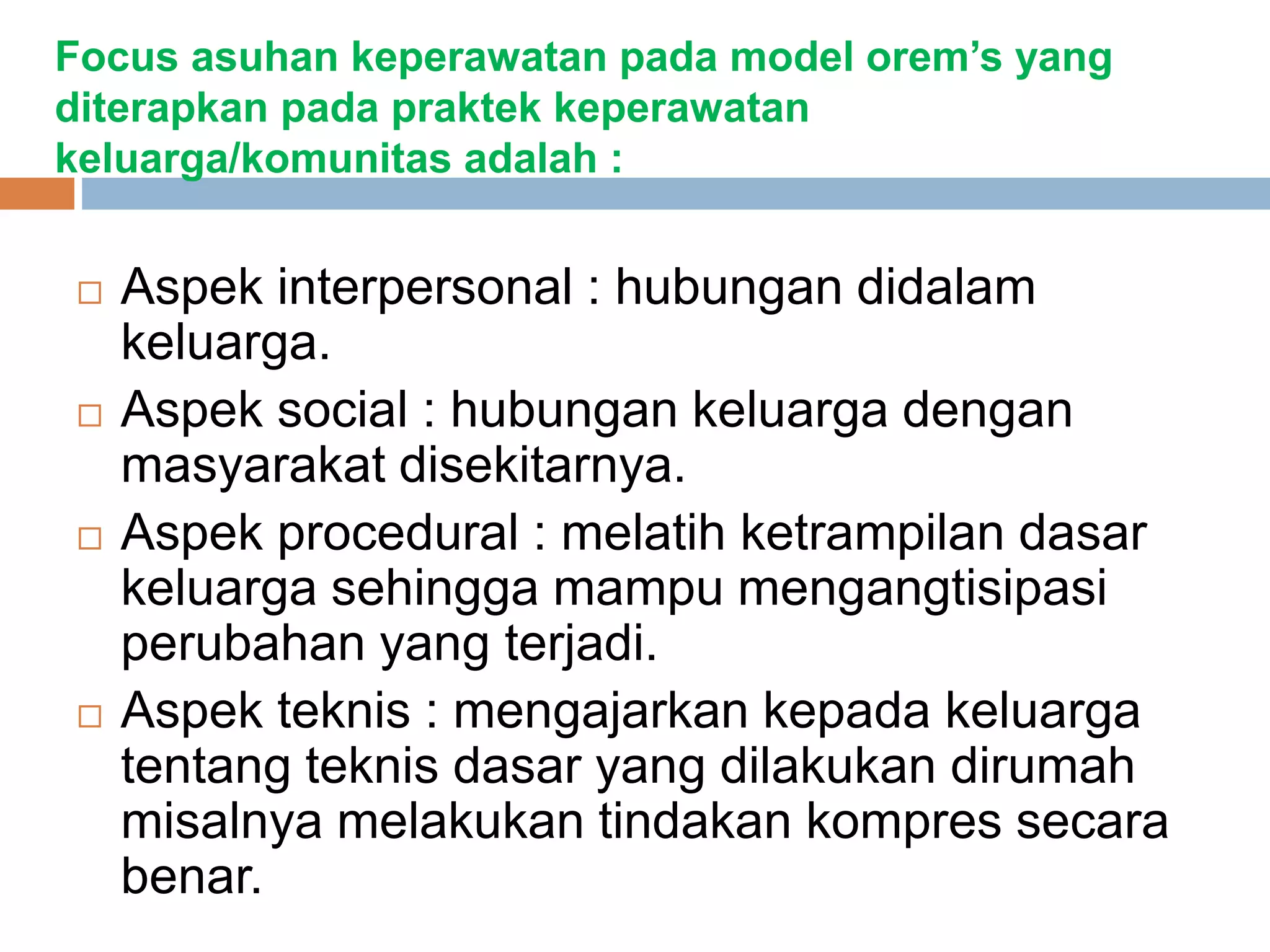 model keperawatan komunitas "teori Orem" | PPTX