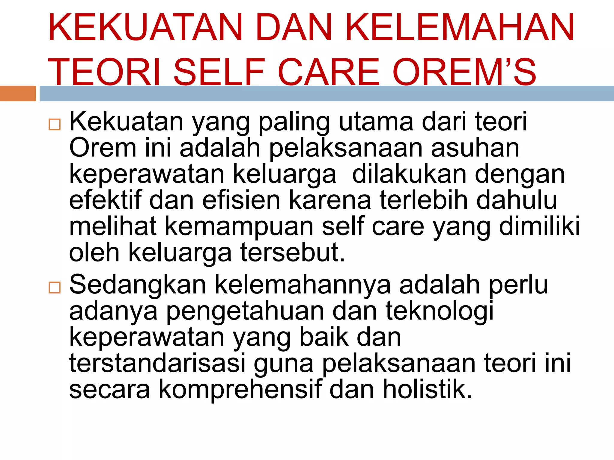 model keperawatan komunitas "teori Orem" | PPTX