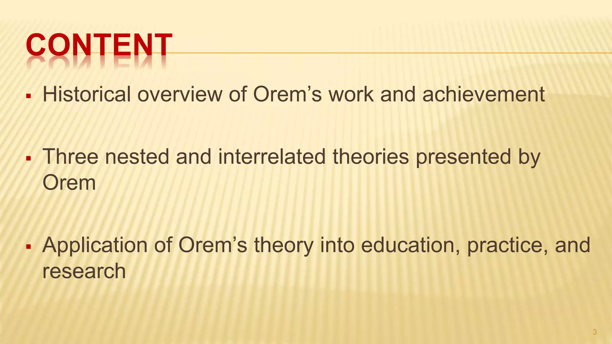 Orem, selfcare theory | PPTX