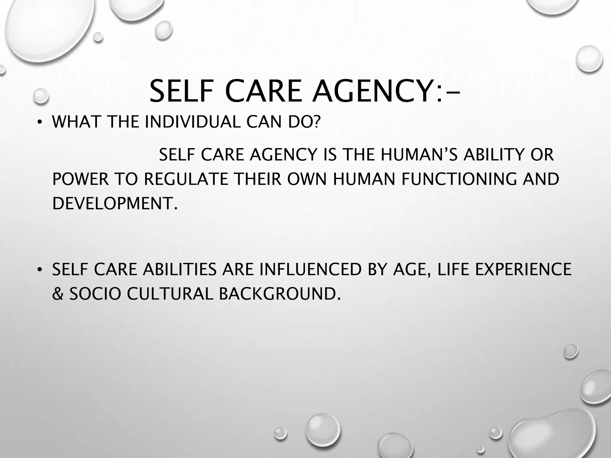 Orem's Theory of Self Care Deficit | PPTX
