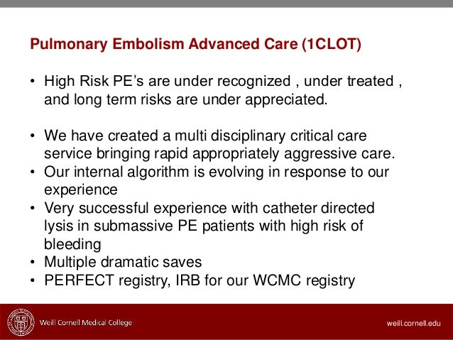 CLOT Team Treatment of Sub-Massive and Massive PE