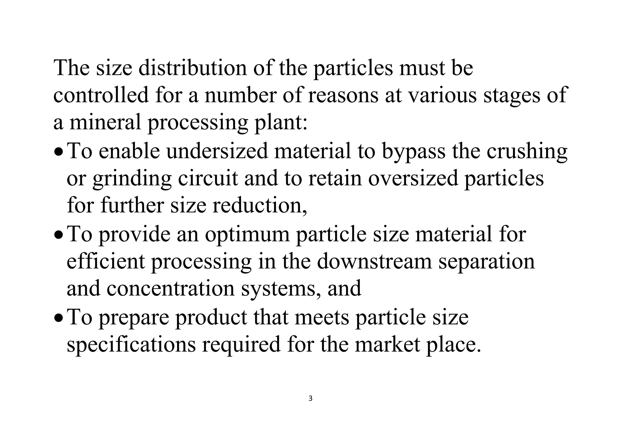 Ore separation screening and classification | PDF