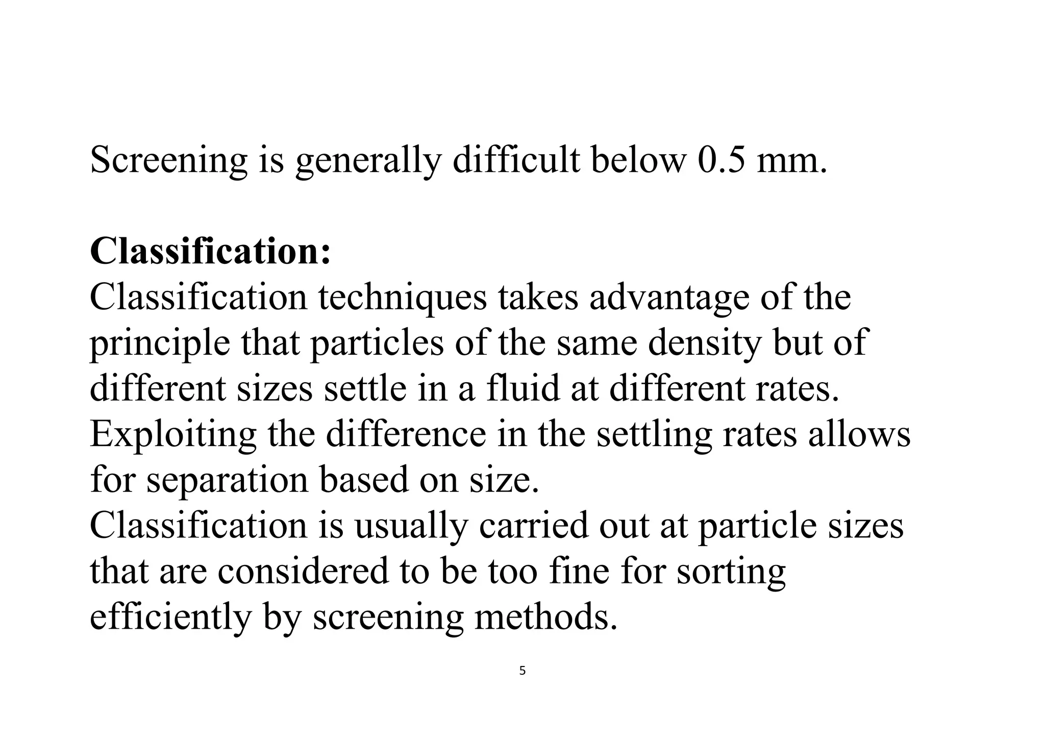Ore separation screening and classification | PDF