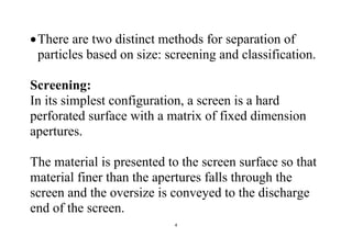 Ore separation screening and classification | PDF