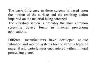 Ore separation screening and classification | PDF