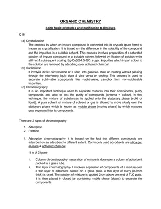 Organic chemistry: purification techniques | DOCX