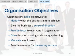 Organisation Structure and Objectives | PDF