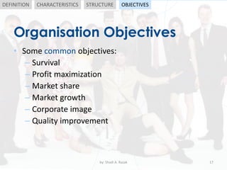 Organisation Structure and Objectives | PDF