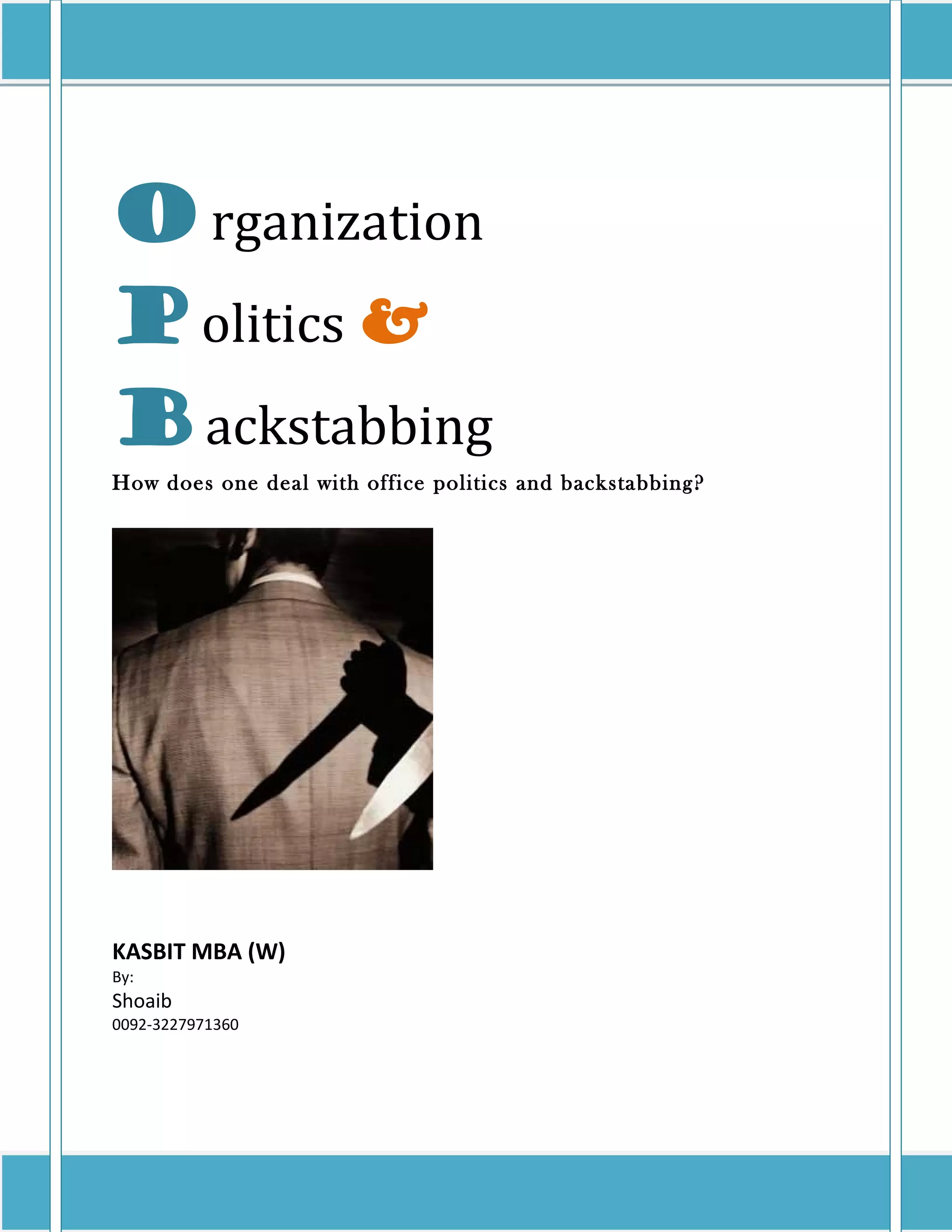 Org. politics & backstabbing | PDF
