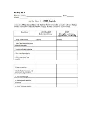 Organizational and management quarter 1.1 A | PDF