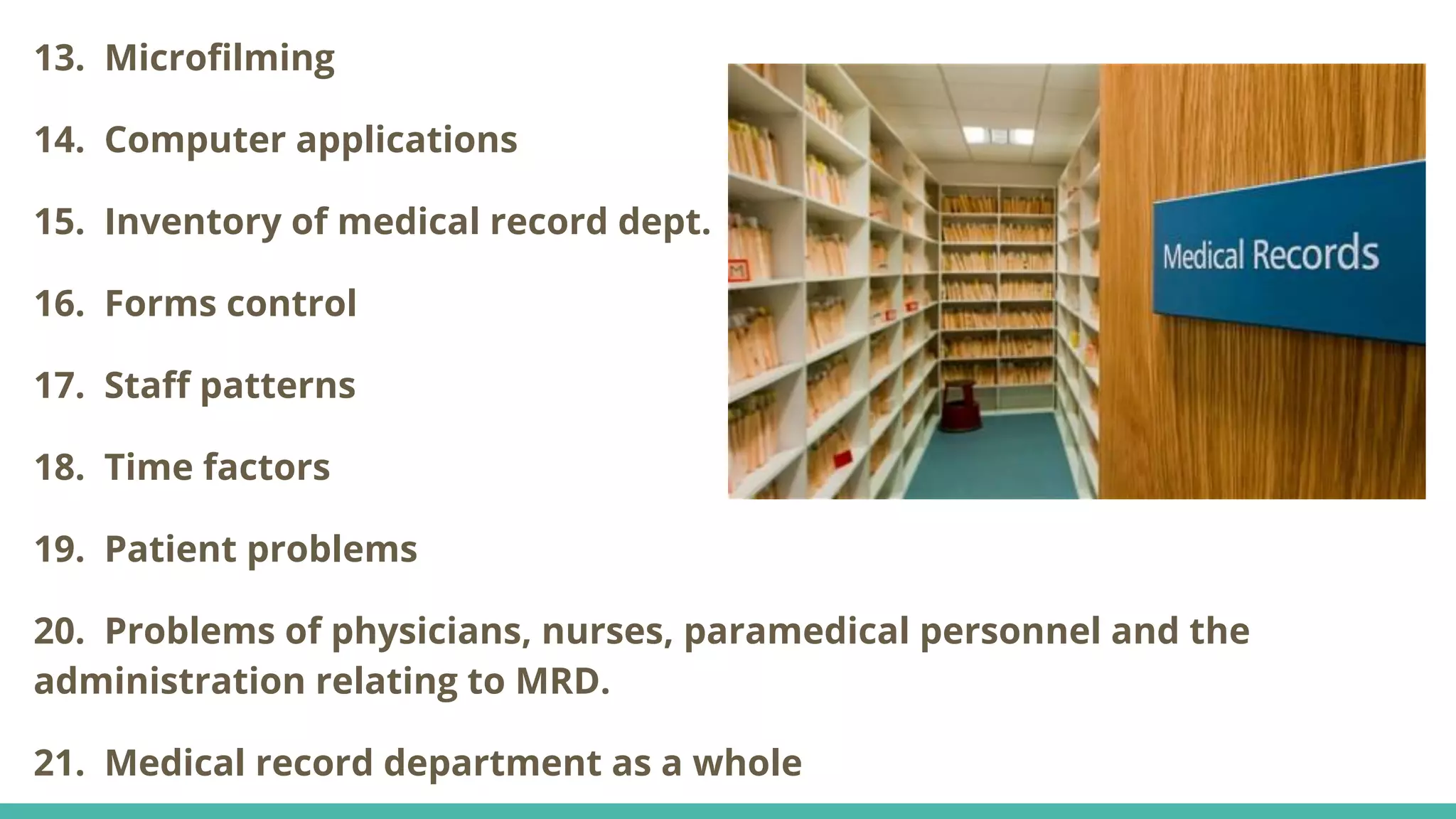 Org and management of medical record dept. | PDF