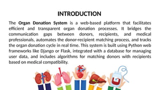 Presentation on Organ Donation System Project | PPTX