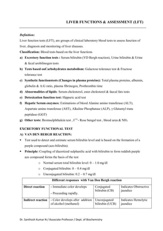Comprehensive notes of Liver, Thyroid, and Renal Function Tests | PDF