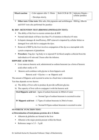 Comprehensive notes of Liver, Thyroid, and Renal Function Tests | PDF