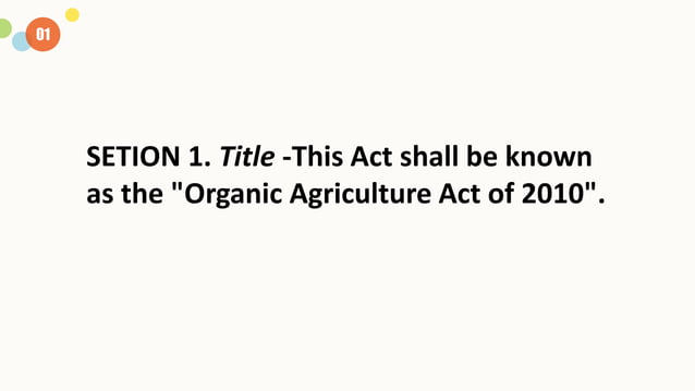 Organic-Agriculture-Act-2010-RA-No.10068.pptx | Agriculture | Industries