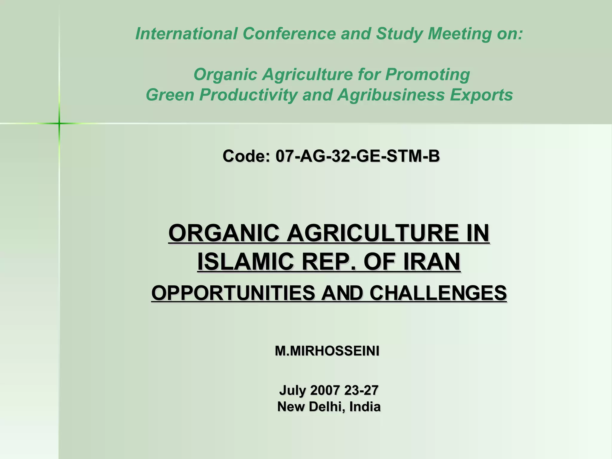 organic agriculture in Iran | PPT