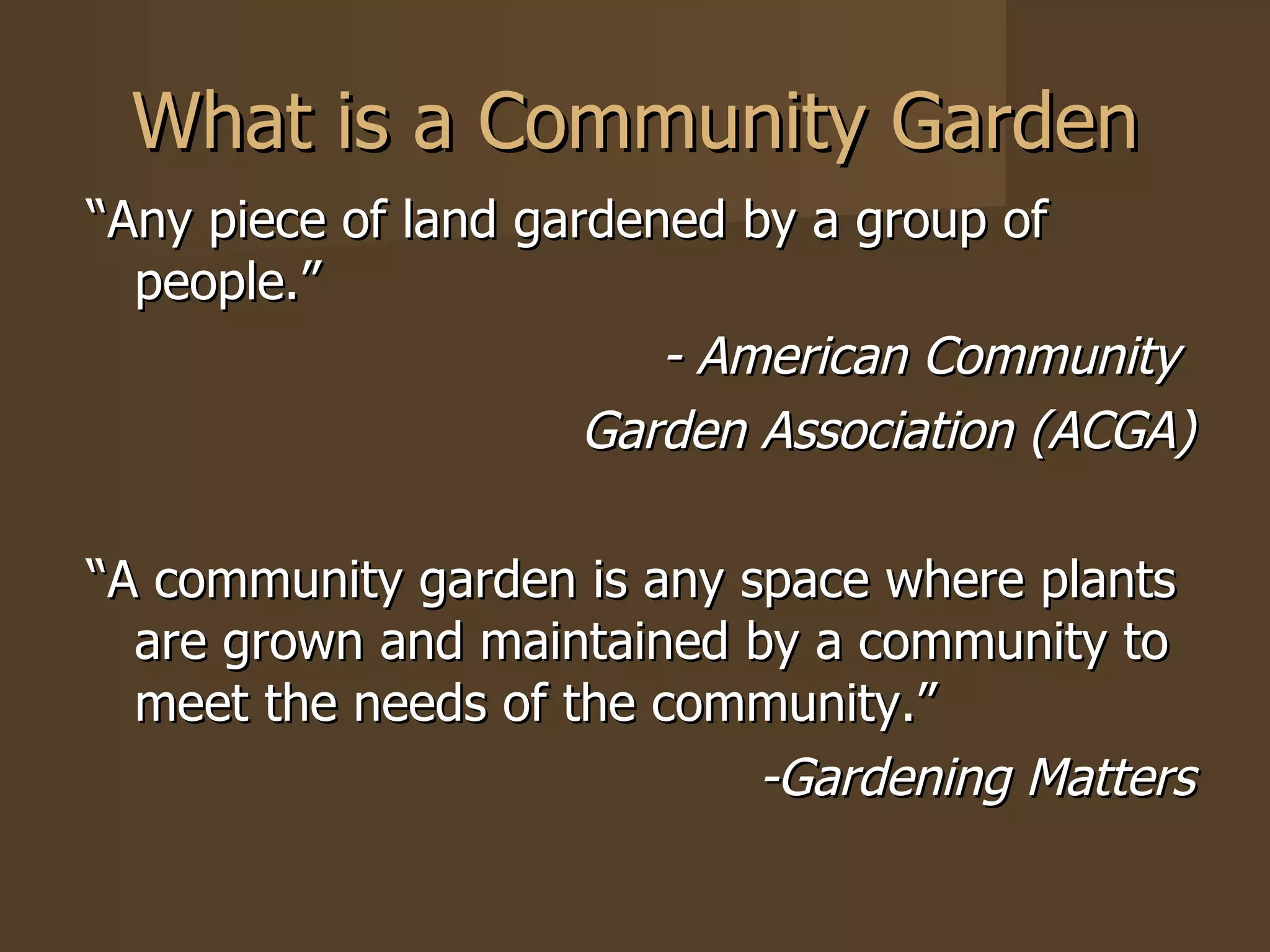 organic community garden suggestion | PPT