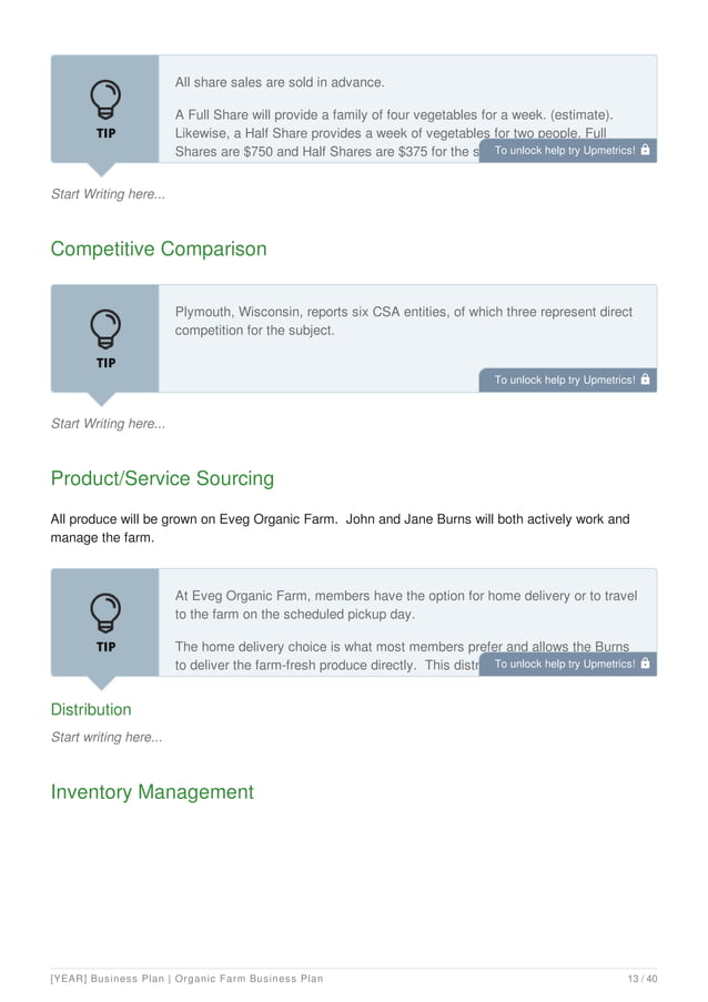 Organic farm business plan example | PDF