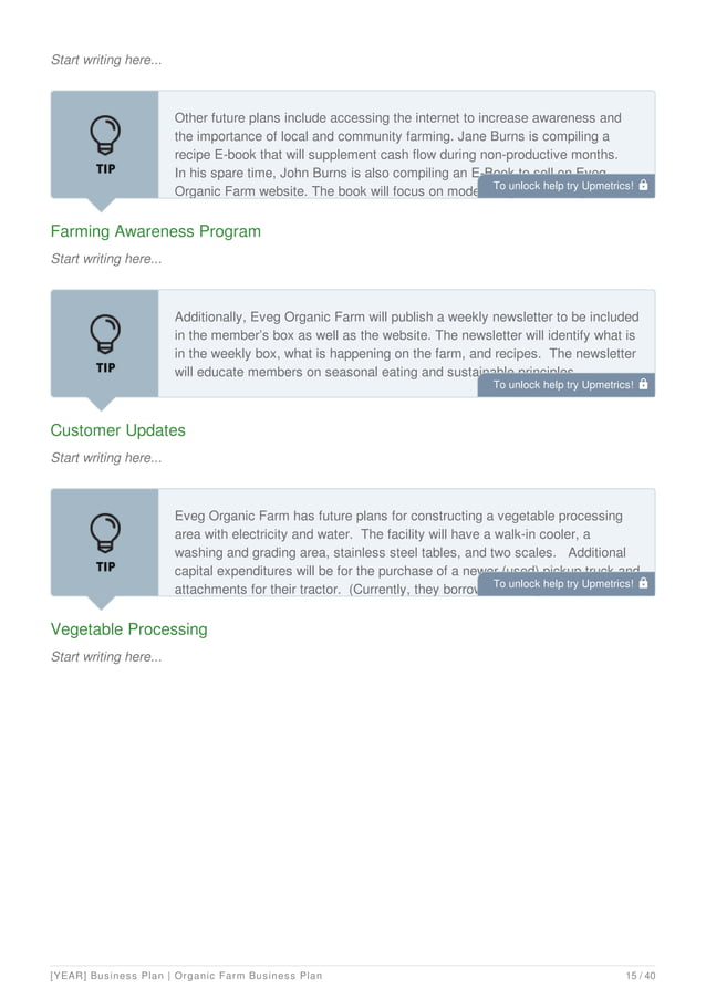 Organic farm business plan example | PDF