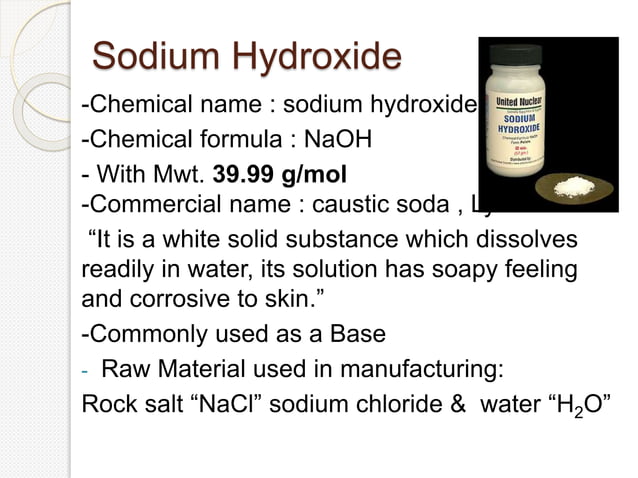 Manufacturing of Sodium Hydroxide | PPTX | Chemistry | Science