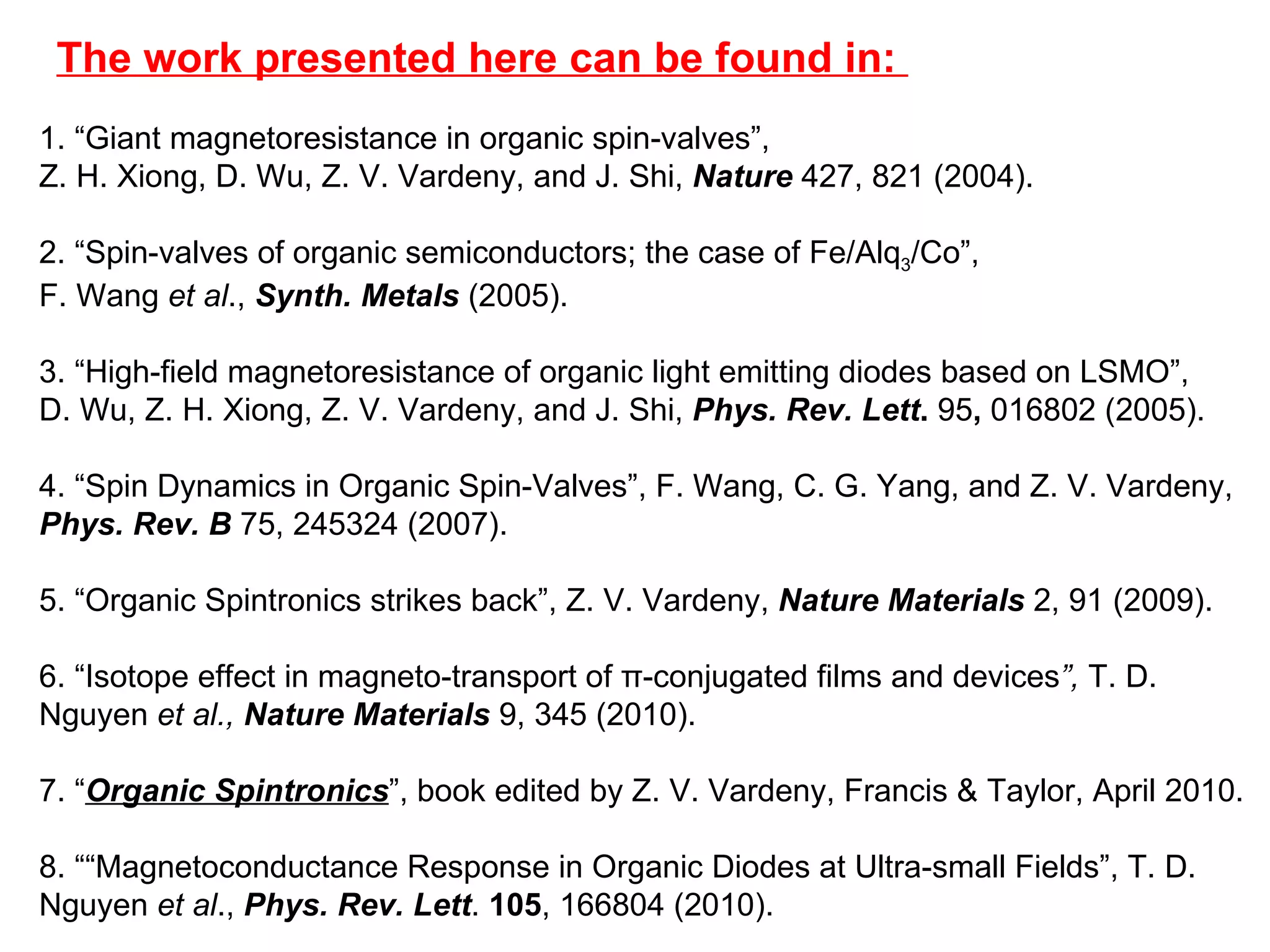 Organic Spintronics | PPT