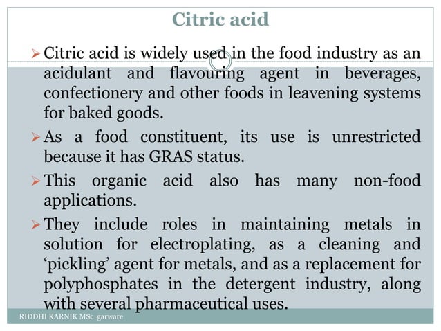 production and downstream process of Organic acids-citric and lactic ...