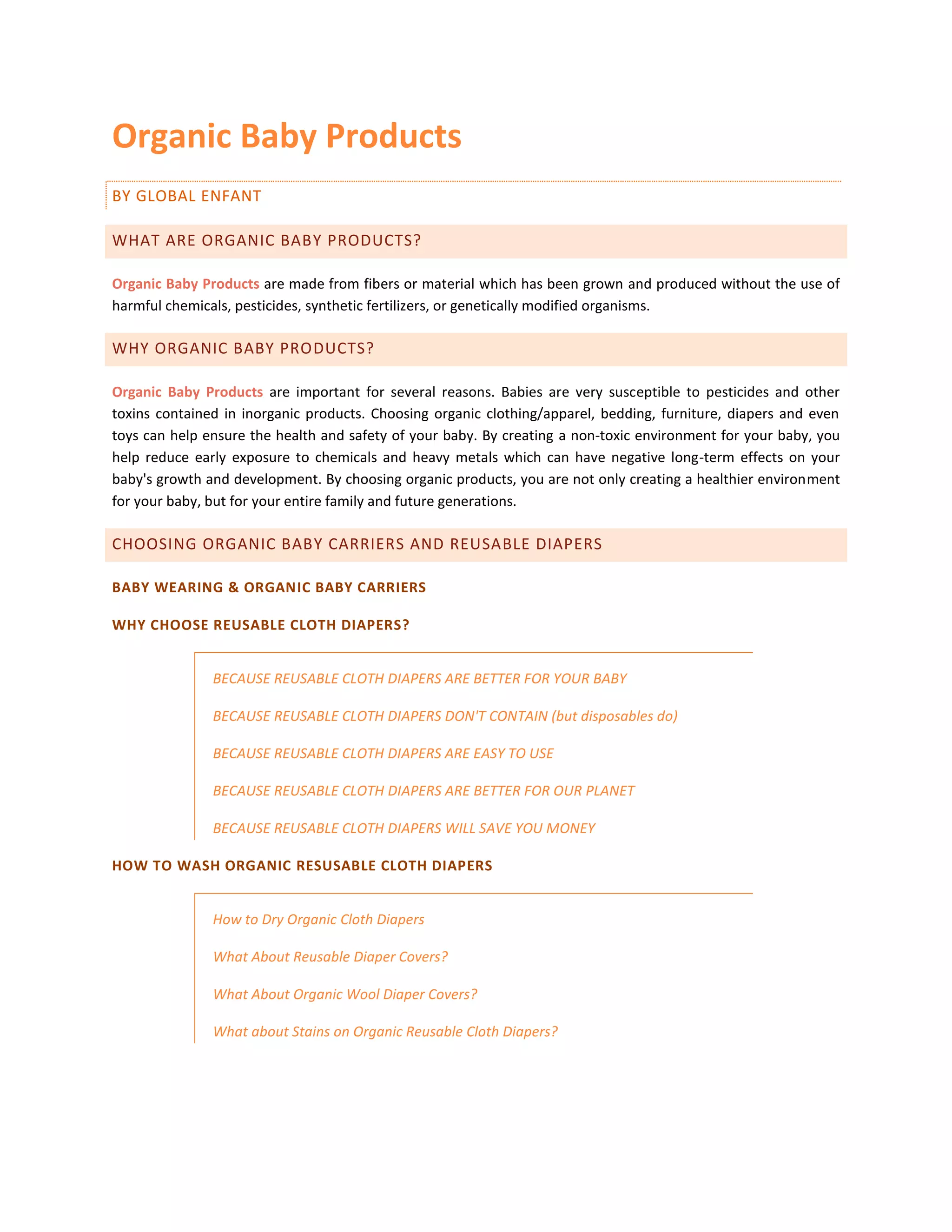 Organic Baby Products | PDF