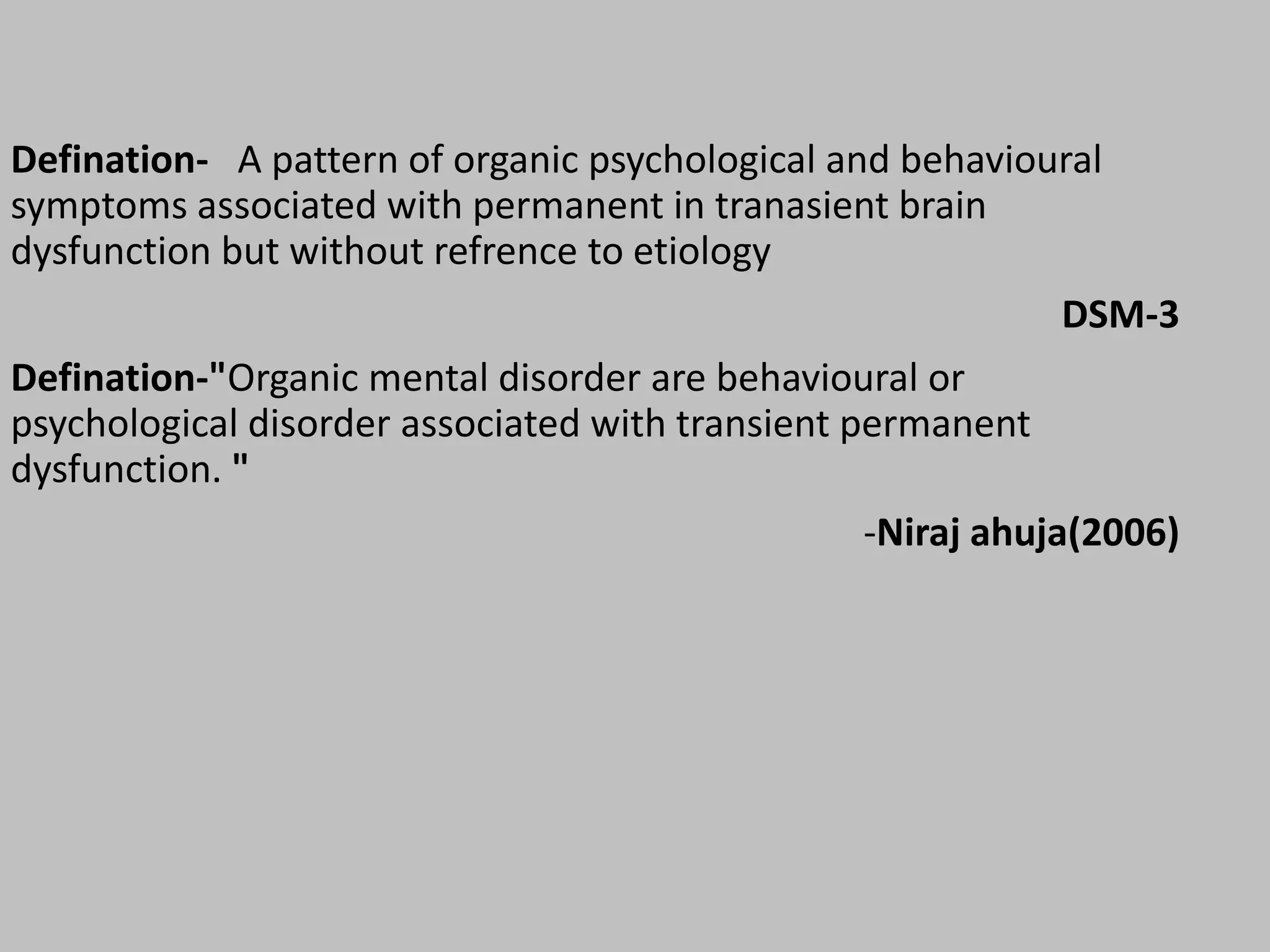 organic brain disorder.pptx its classification | PPTX